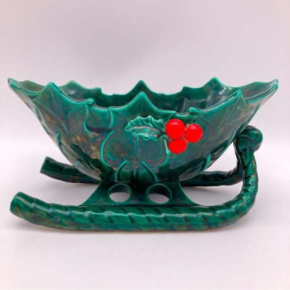 Lefton | Holiday | Vintage Lefton Ceramic Holly Berry Sleigh Sled ...